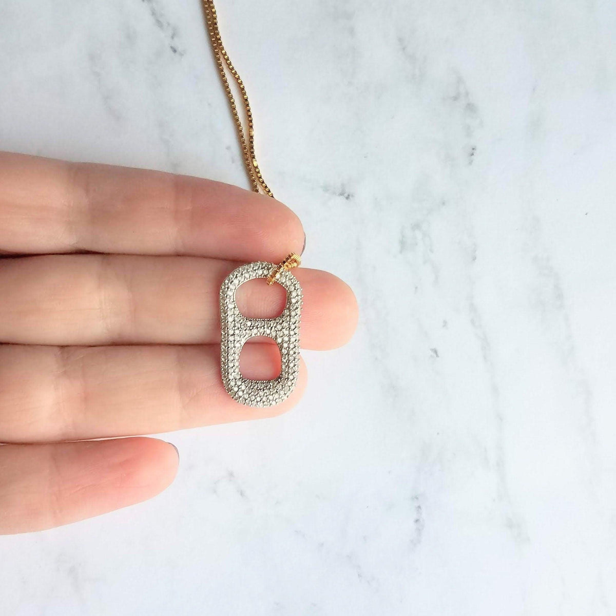 Soda Pop Tab Necklace, crystal tag necklace, soda pendant, pop necklac ...